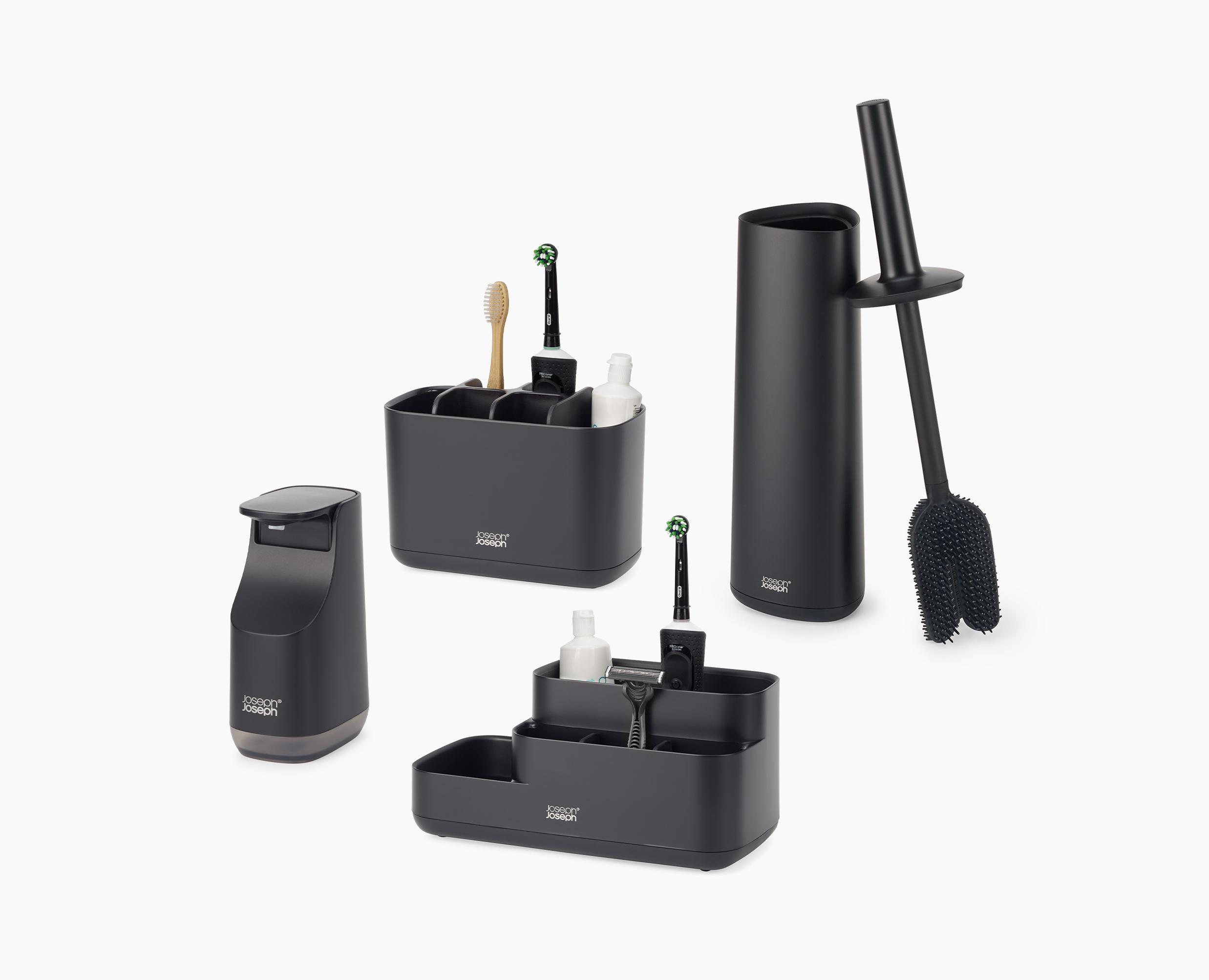 Set d'Accessoires de Salle de Bain en Noir | Joseph Joseph FR